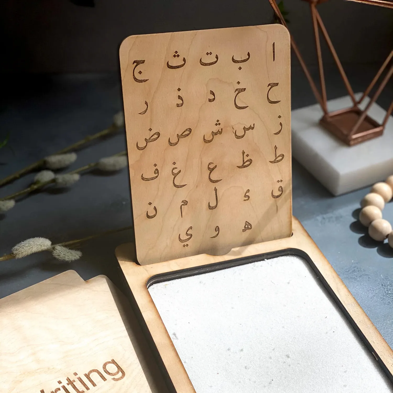 Wooden Sensory Toys Education Montessori Arabic Alphabet Board Wooden ...