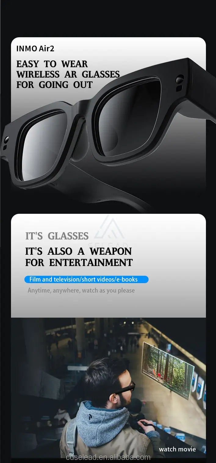 INMO AIR 2 AR Glasses Augmented Reality AR+AIGC With Camera Quad-core 2+32GB Support GPT AI AR ...