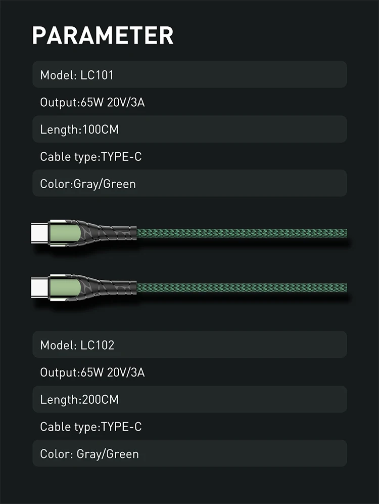 Ldnio Lc101 2023 3a Fast Charging Data Cable Type C To Type C Pd Type-c Adpater Charger 1m 2m ...