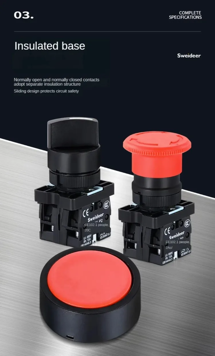 22mm Push Button Switch Momentary Reset On Off 12v/220v/48v/24v Black Nc No Power Button For ...