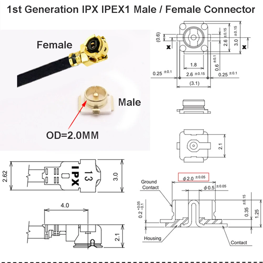 Ipex Cable Male Plug Ipex 1 To Ipex4 Mhf4 U.fl Ipx Female Jack ...