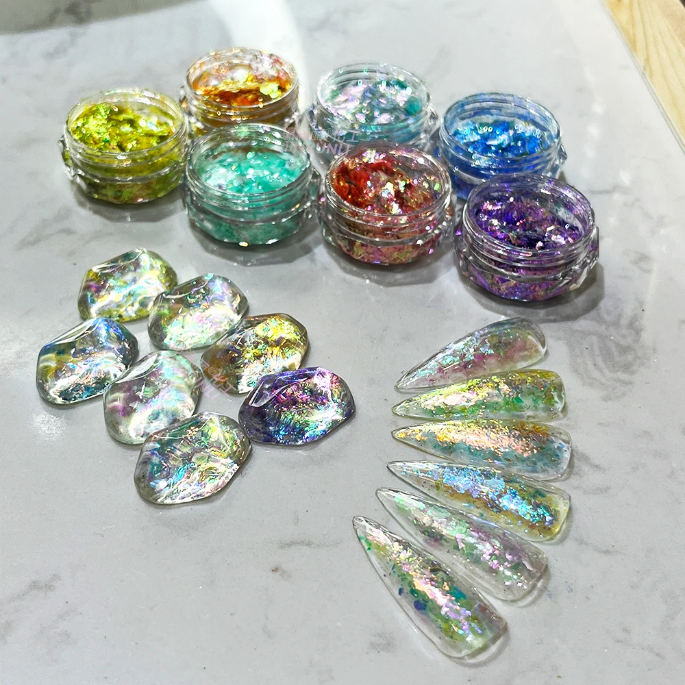 Transparent Irregular Opal Rainbow Aurora Chameleon Nail Flakes Pigment Loose Pigment - Buy ...