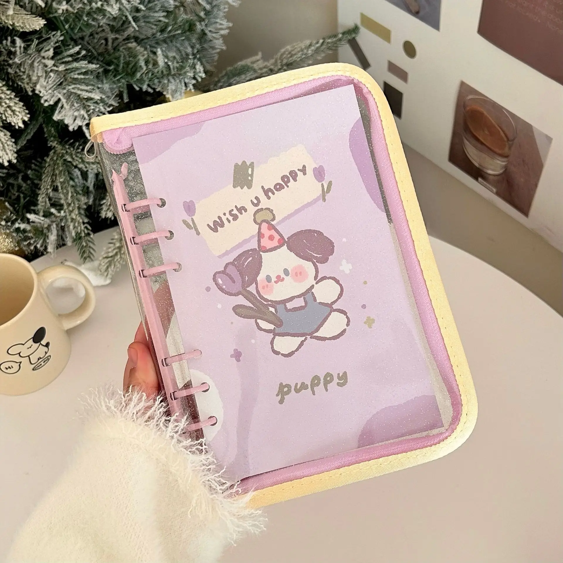 Cartoon Color Blocking PVC Binder Notebook - 6-Holes Loose-leaf
