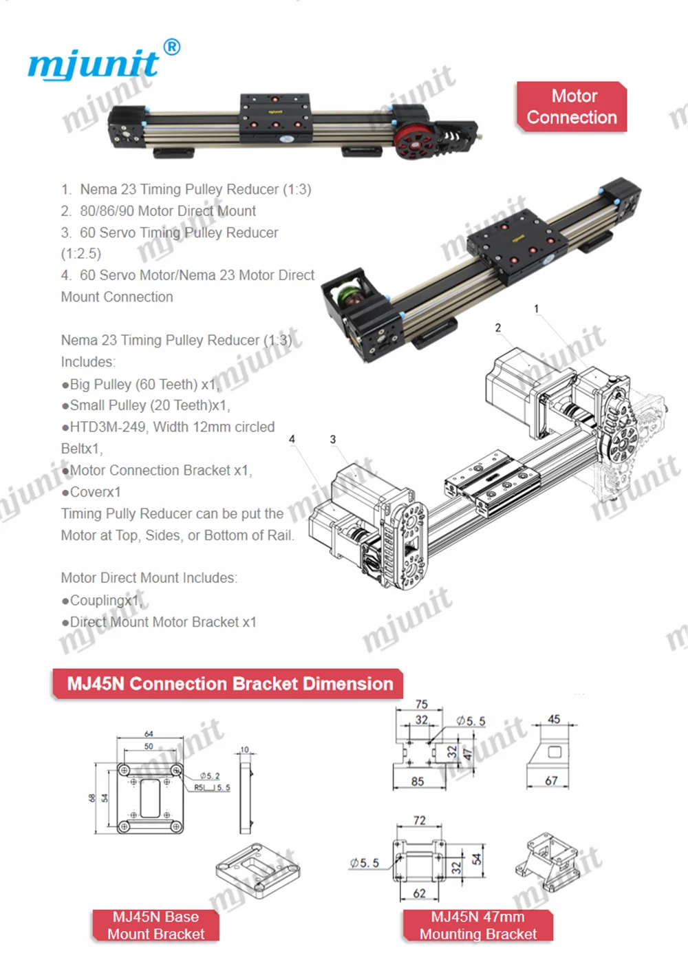 Mjunit Robot Belt Drive Linear Actuator 1000mm Travel Linear Units With Belt Drive And Slide ...