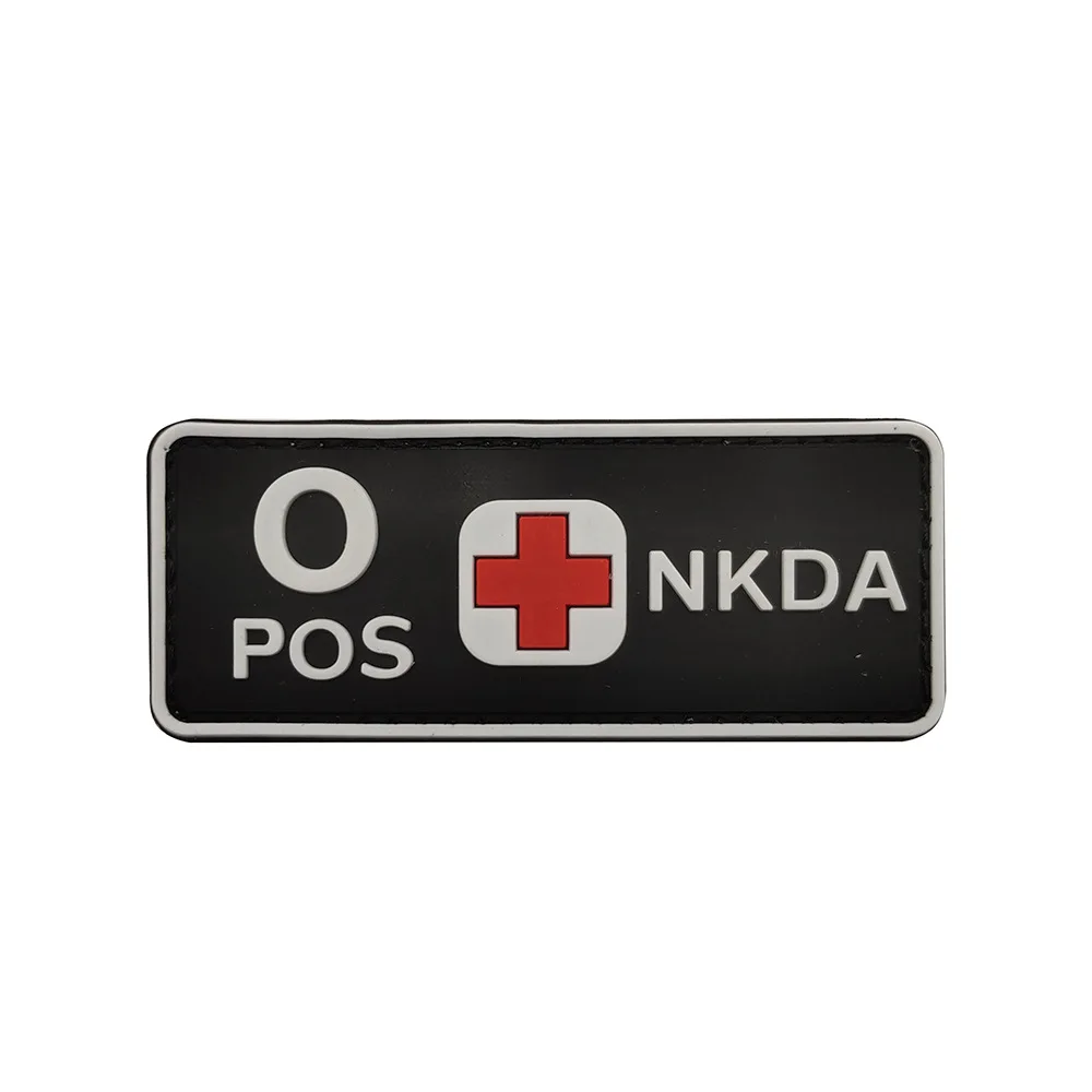 Large Size Blood Type A+ B+ Ab+ O+ Pos Nkda Pvc Rubber Tactical Morale Patches For Medical ...
