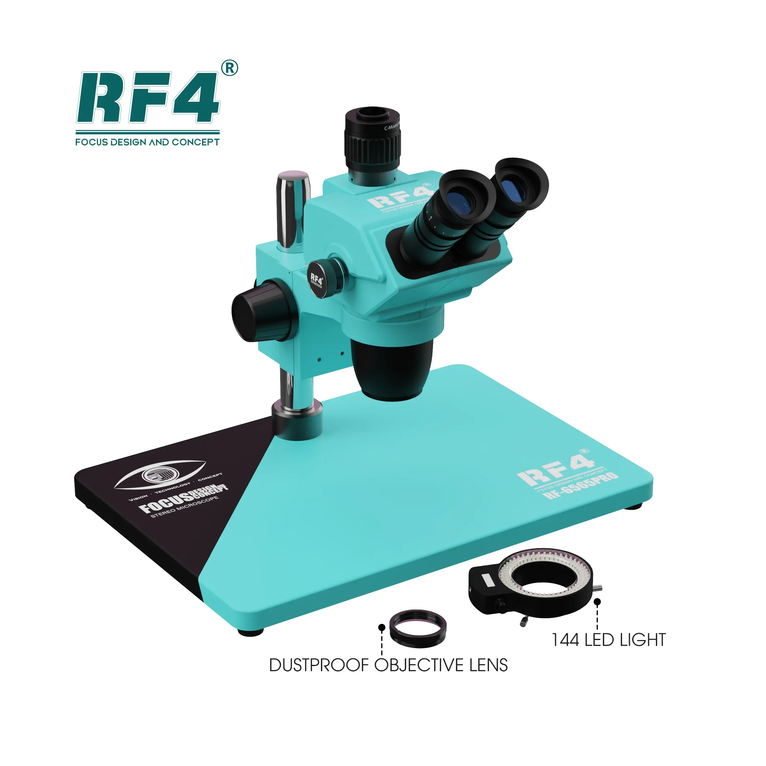 RF4 RF-6565PRO HD Trinocular Microscope for PCB Repair