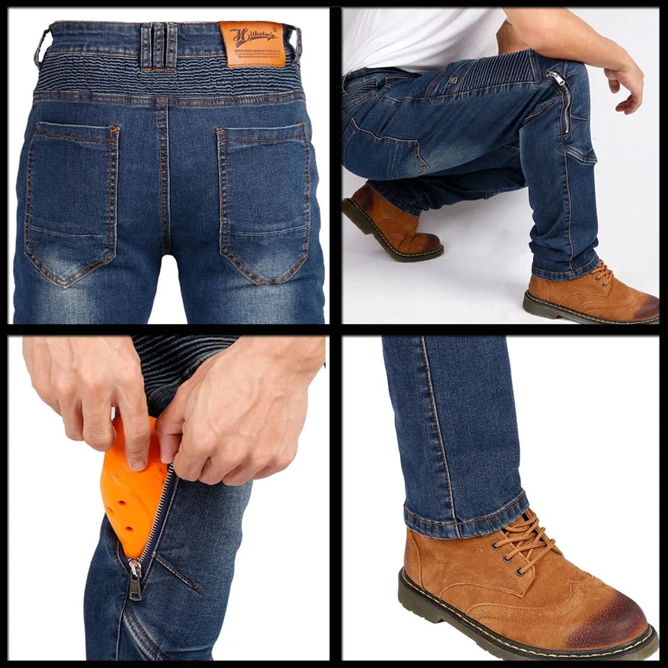 Motorcycle Pants Men Summer Mesh Ventilation Classic Black Moto Jeans Riding Touring Blue ...