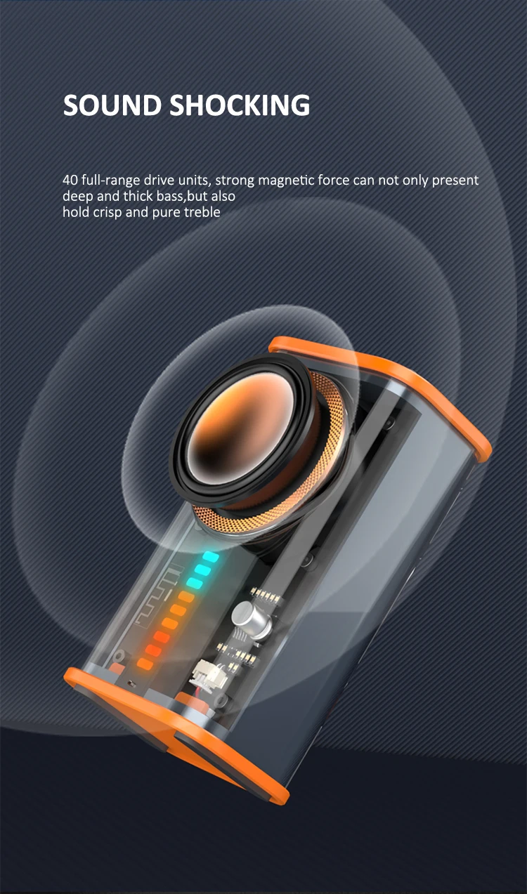 New K07 Transparent Mecha Music Speakers Portable Wireless 600mah Tws Stereo Speaker Built-in ...