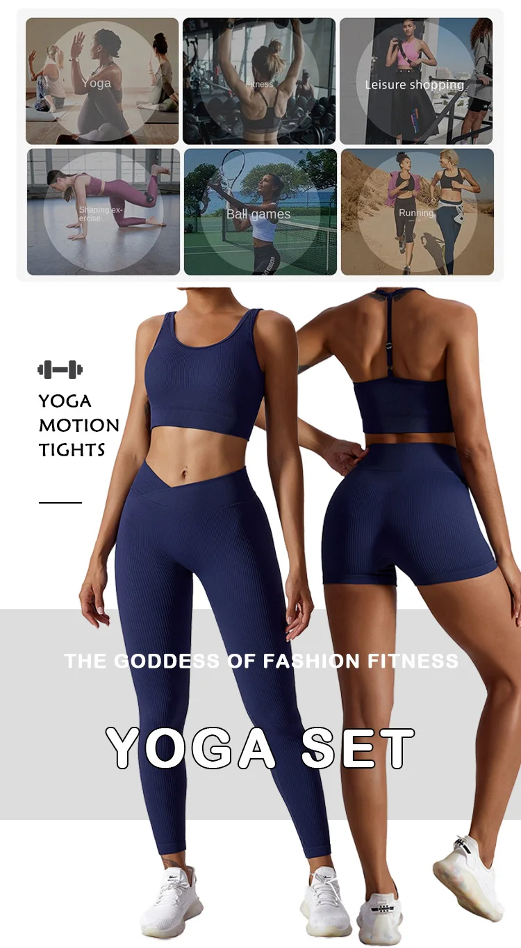 Solid 2 Pcs Gym Sport Bra Leggings Set Woman Fitness High Waist Running Women Yoga Seamless ...