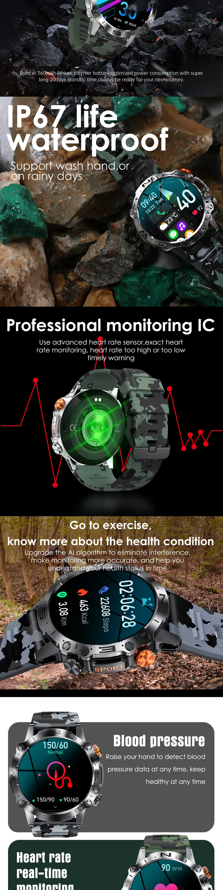 K59 Amoled Smart Watch With 1.43 Inch Screen Bt Call Heart Rate Blood Oxygen Monitor Sports ...