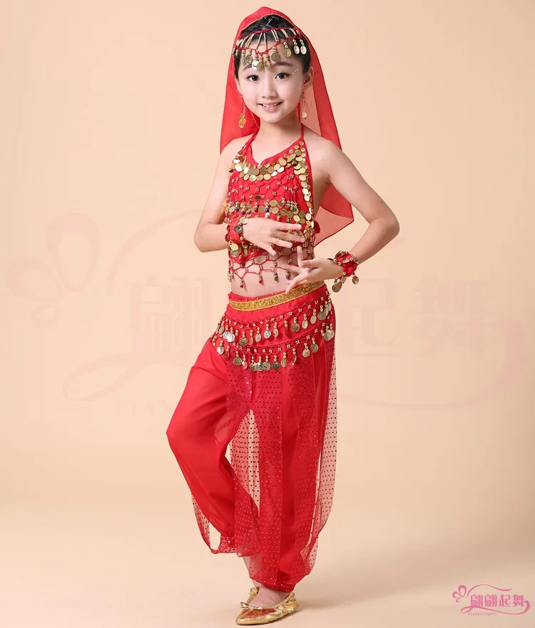 Traditional Indian Belly Dance Costume Belly Dancer Belt Pants Veil