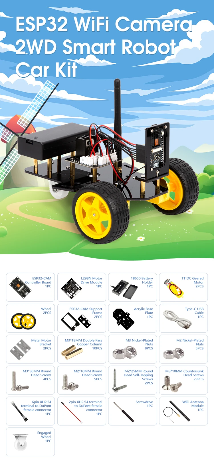 Wifi Robot Esp32 Camera Iot Kit With C Programming Tutorial Ideal