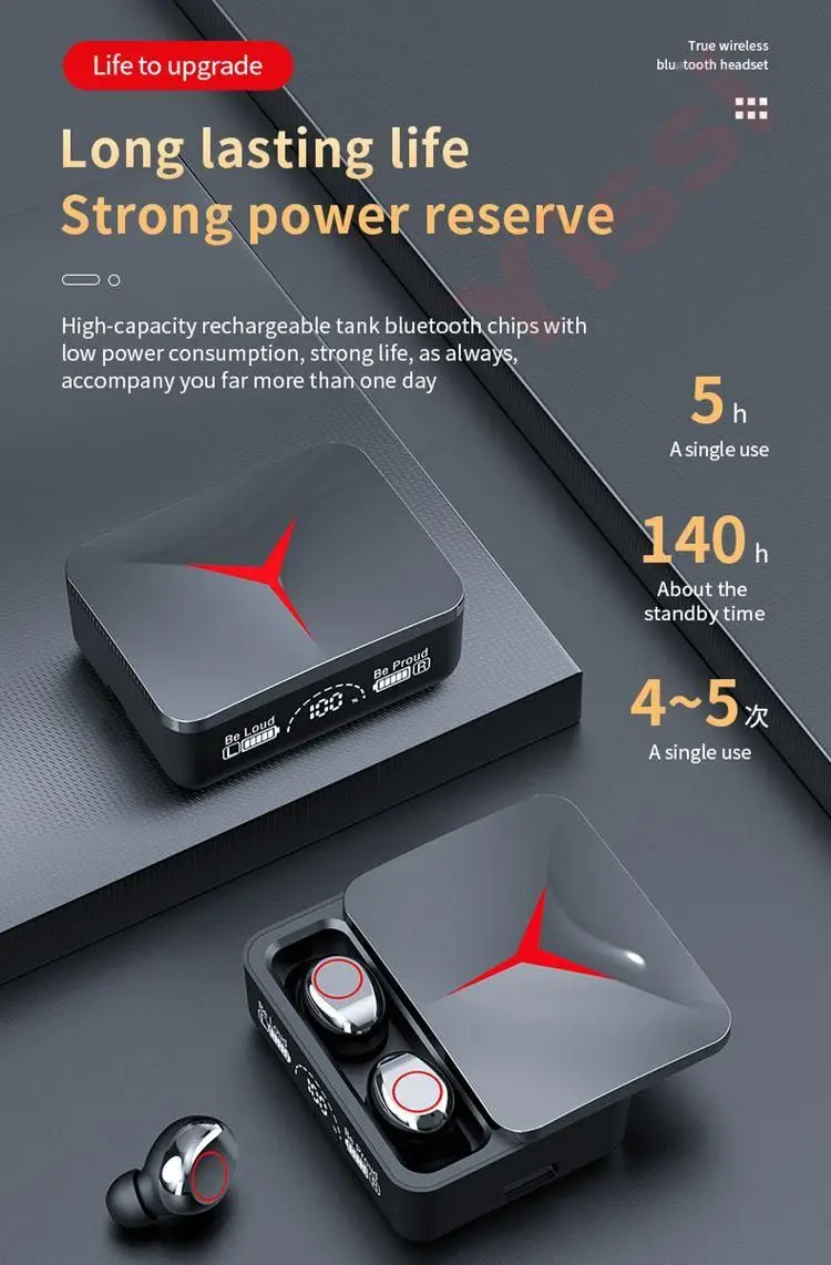 2023 New Design M90 Pro Tws Bt 5.3 Earbuds Low Latency Game Led Light Headset Hifi Stereo ...