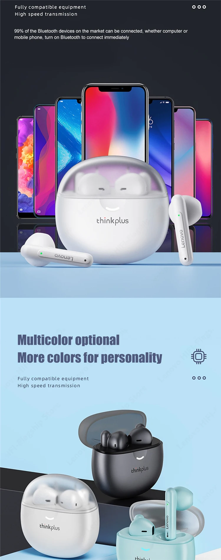 Lenovo Lp1 Pro Thinkplus Tws Headphones Gaming Earbuds Wireless Earphones Lenovo Lp1 Pro - Buy ...