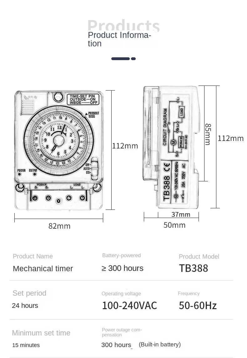 New Original Time Control Switch TB35N TB388 TB35 TB35-N TB-35N VT35B Mechanical Timing Switch ...