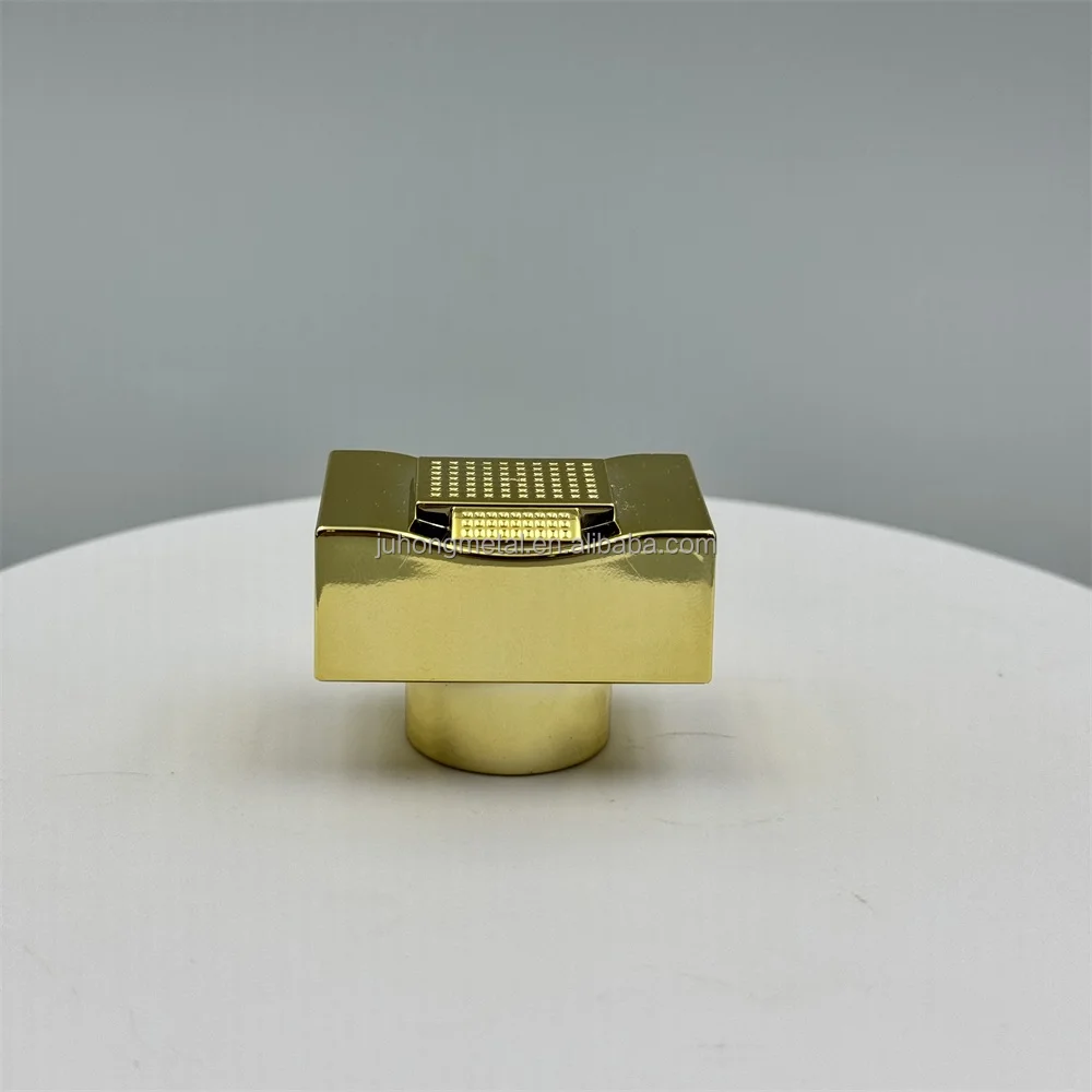 Gold aluminum plastic perfume cap close-up