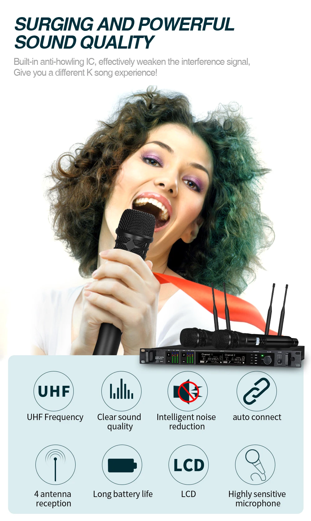Ad4d Digital Uhf Wireless Stage Mikrofonoe True Diversity Zweikanal-mikrofon Ksm8 Handheld Laval ...