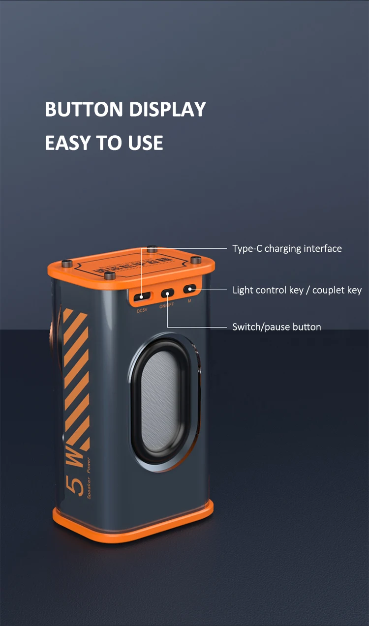 New K07 Transparent Mecha Music Speakers Portable Wireless 600mah Tws Stereo Speaker Built-in ...