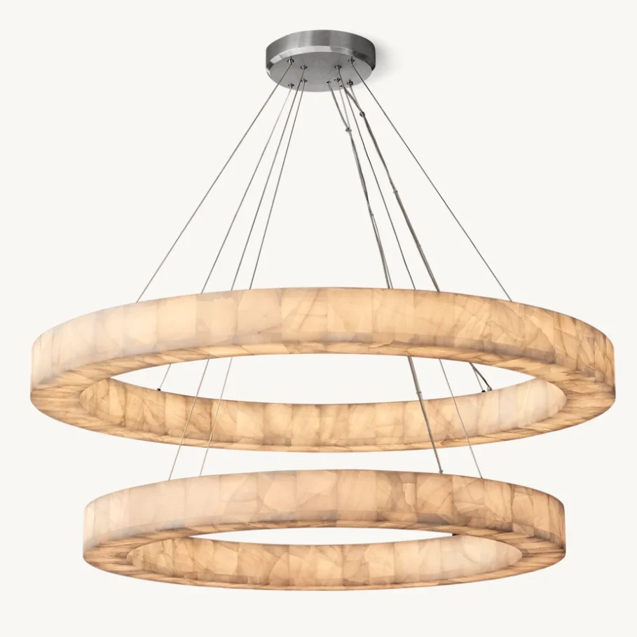 Two Tier Round Chandelier Luxury Villa Hotel High-end Alabaster Big Ring Chandelier Modern ...