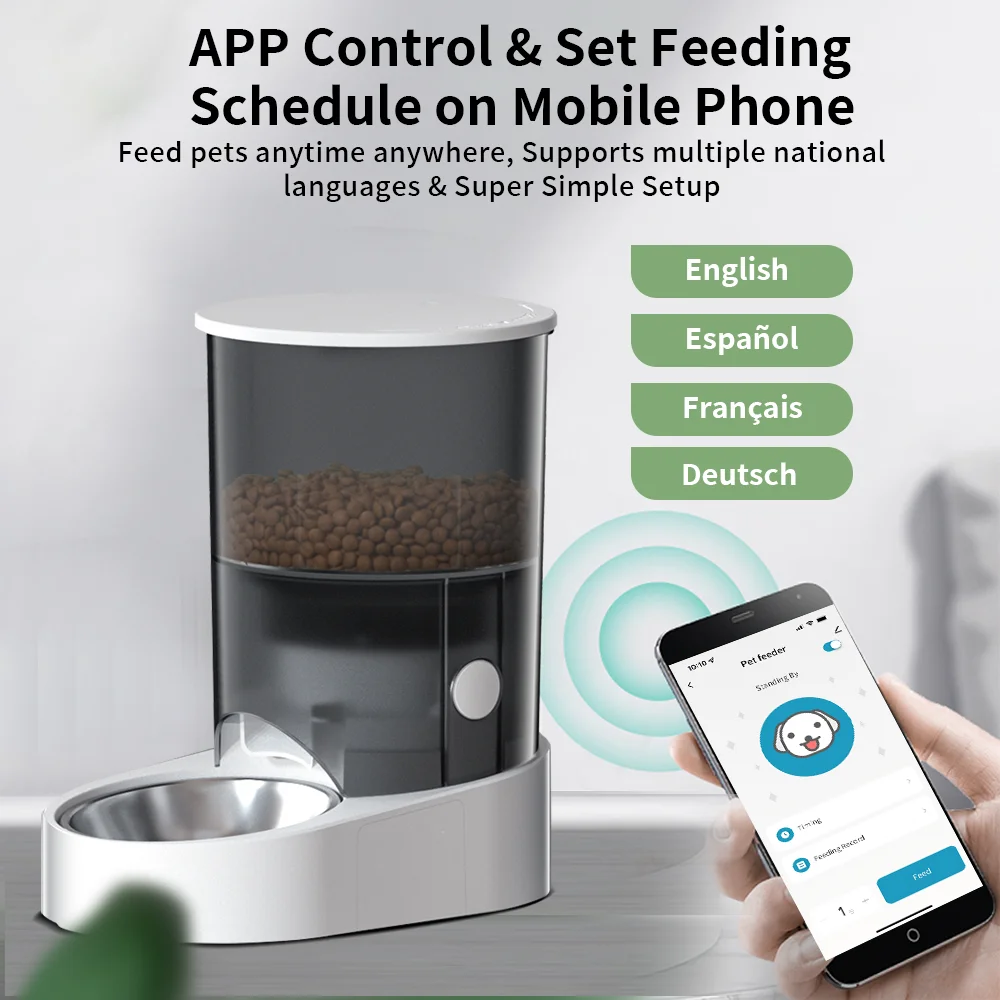 Tuya Dog Cat Smart Pet Feeder Wifi Mobile Phone App Remote Control Microchip Automatic Pet ...