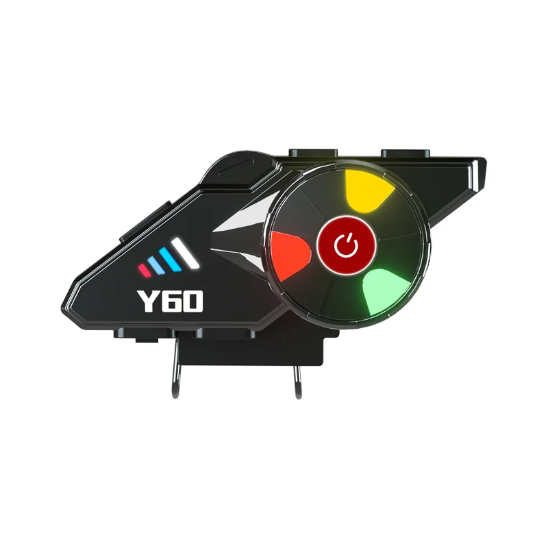 Y60 Motorcycle Intercom Helmet - 6 RGB Colors, 10M Wireless