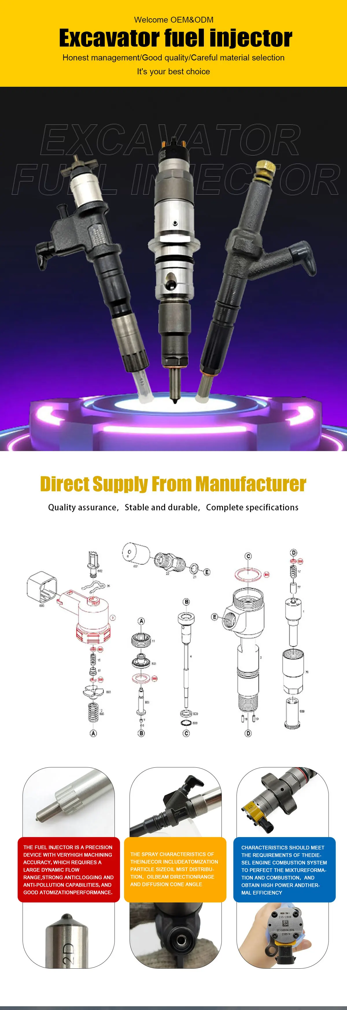 Diesel Common Rail Fuel Injector 232-1171 Rebuild Spare Parts Injection Nozzle 10r-1267 232-1183 ...