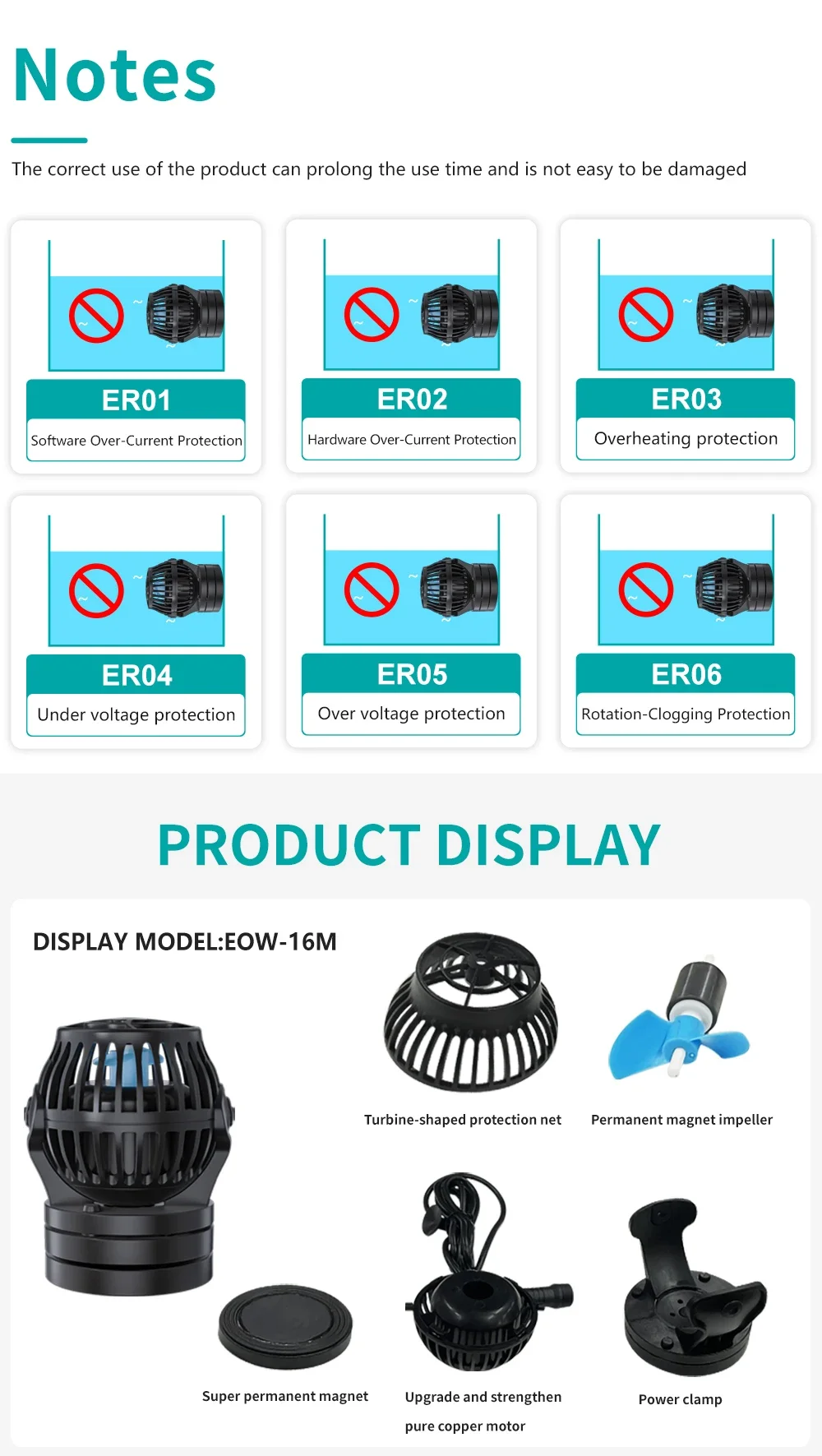 Jebao EOW Wave Maker Aquarium Water Pump Filter 12V24V Fountain Pump Fish Tank Accessories WIFI ...