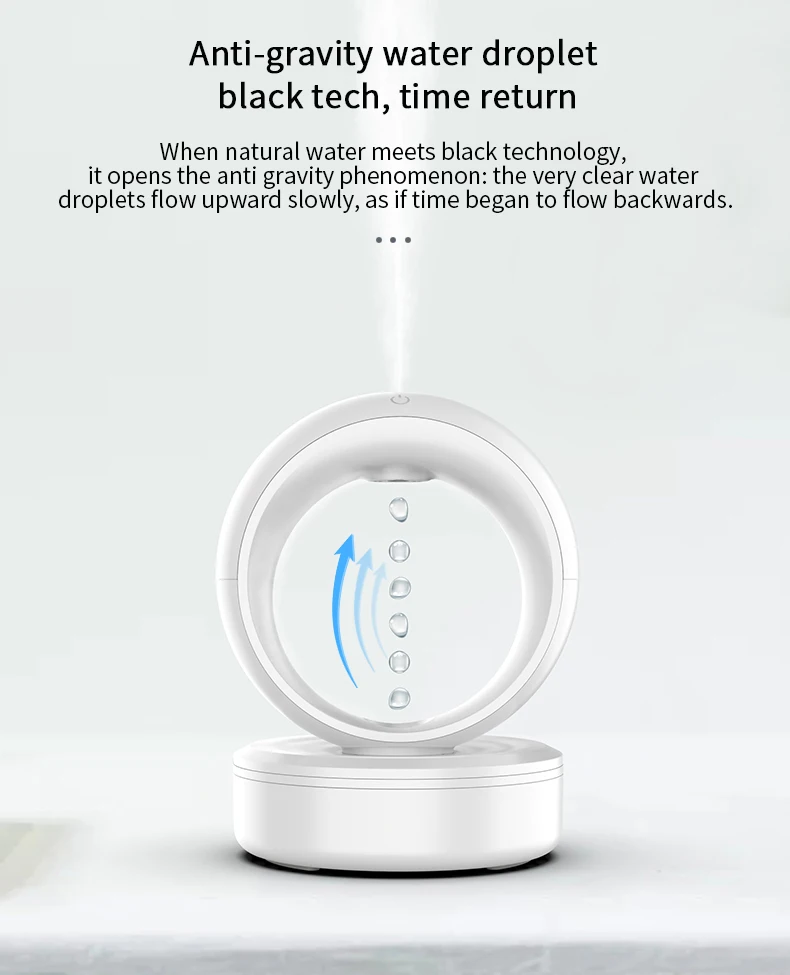 Cool Mist Anti Gravity Water Drop Essential Oil Diffuser Ultrasonic Smart Air H2o Humidifier ...