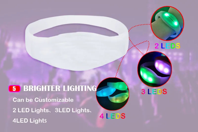 Rgb Wireless Control Bracelet Led Rubber Multicolor Dmx Wristband ...