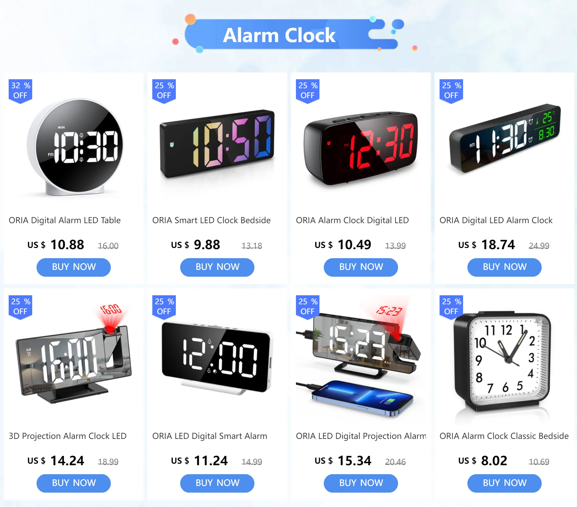 Oria Digital Alarm Clock Led Desktop Clock Voice Control Snooze Time ... Oria Digital Alarm Clock Led Desktop Clock Voice Control Snooze Time ...
