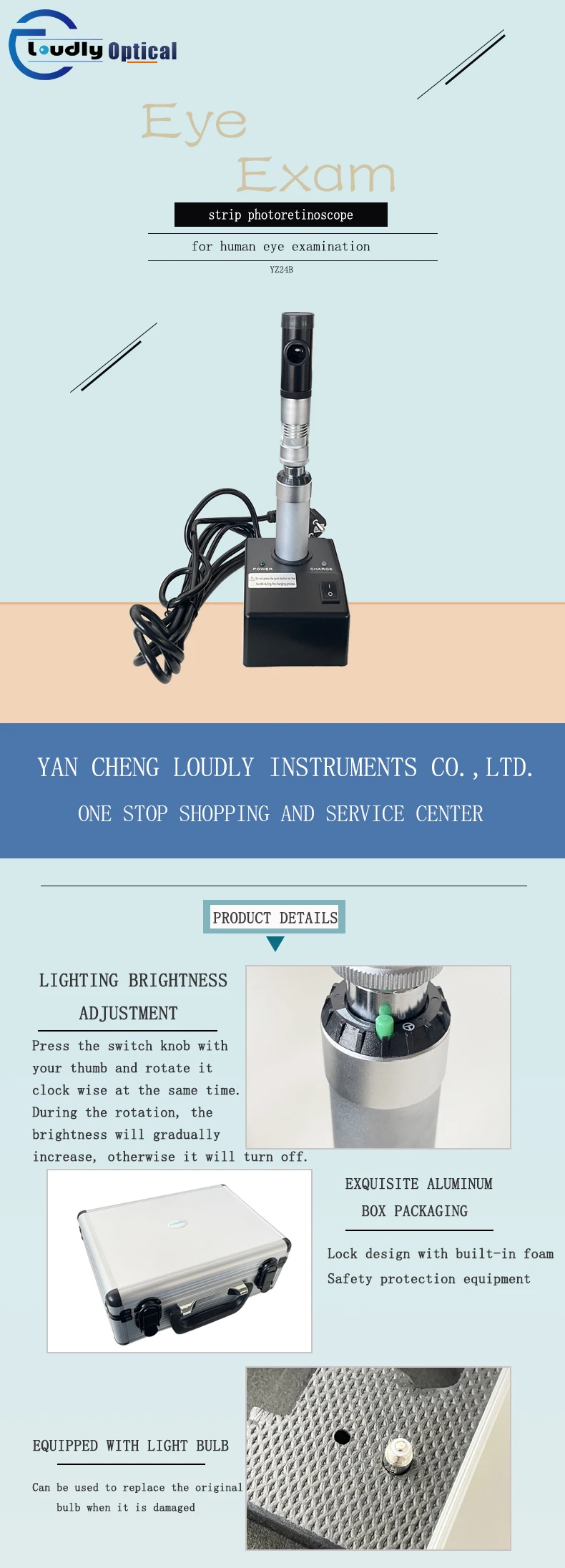 Eye Exam Optometry Equipment Rechargeable Ophthalmoscope Streak Retinoscope Yz-24b - Buy ...