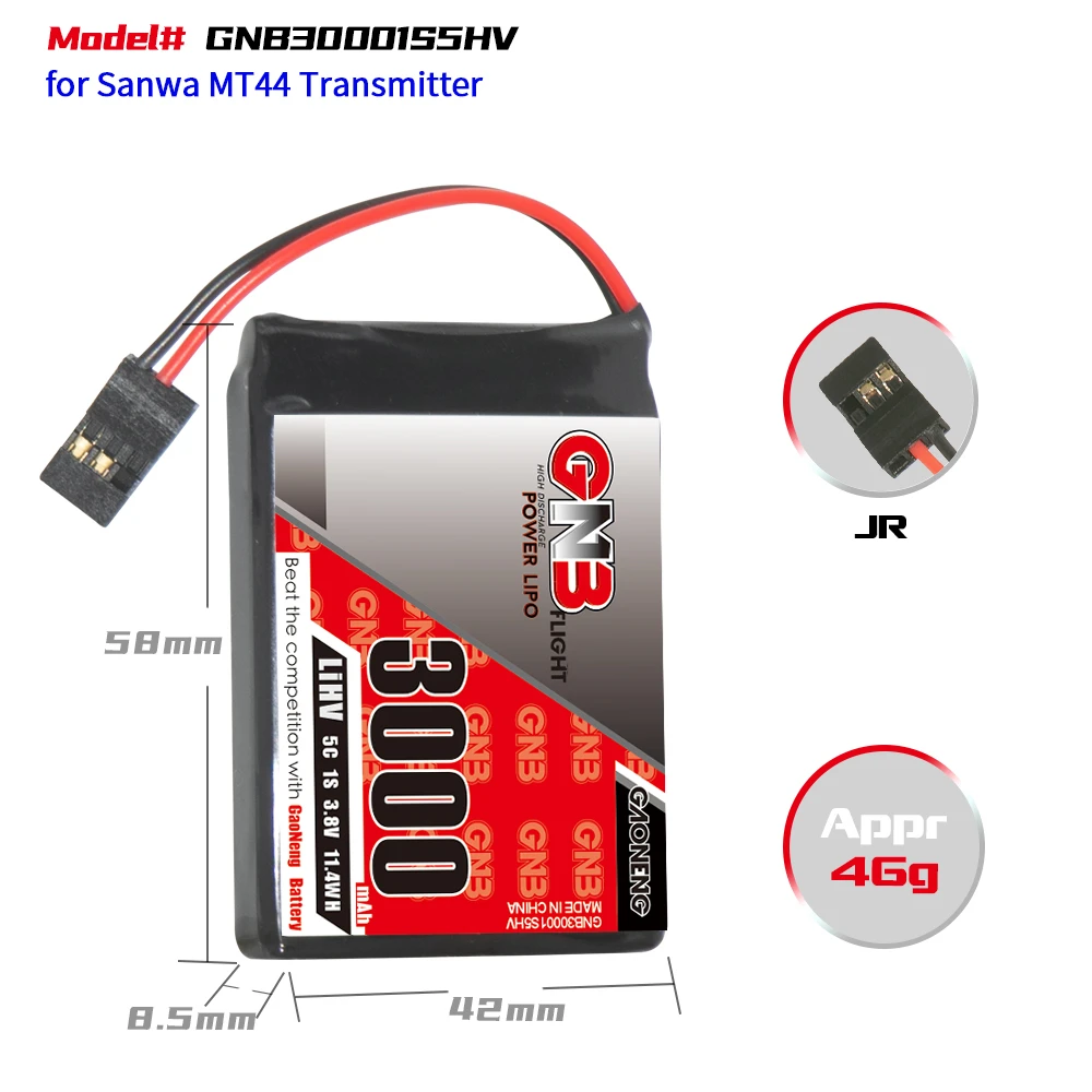 Gaoneng Gnb Lipo Battery 1s 5c 3000mah 3.8v Hv For Transmitter Sanwa-mt 44 Jr Futaba - Buy High ...