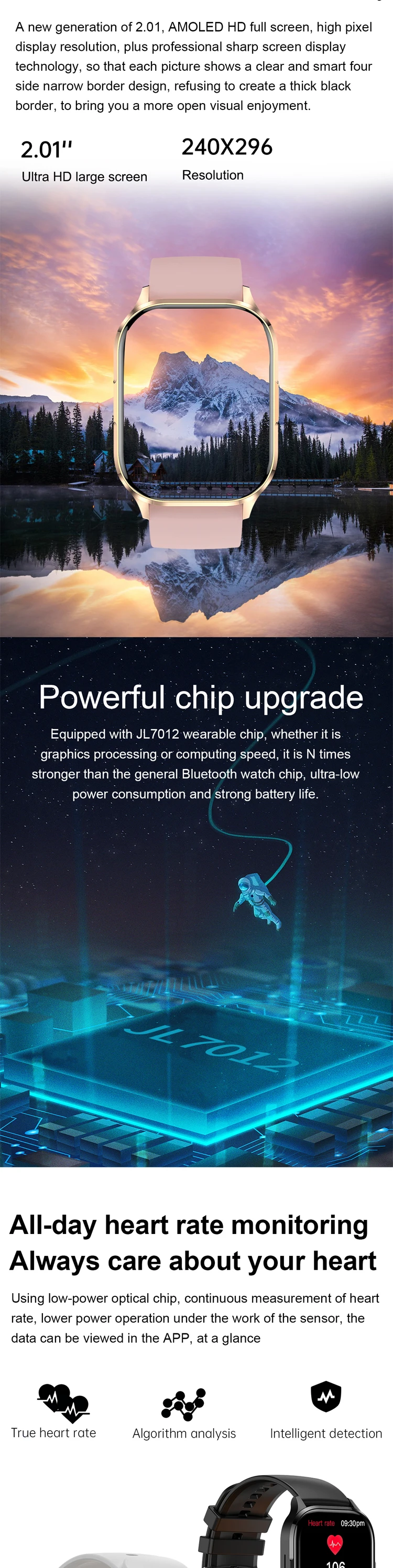 New Amoled 2.01inch Screen Hk21 Smart Watch Bt Call Voice Assistant Heart Rate Blood Pressure ...