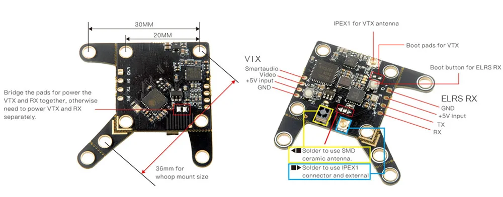 Happymodel Elrs Fyujon V2 2in1 Aio Module Built-in Elrs 2.4g Ep Rx Openvtx 5.8g 48ch 300mw For ...