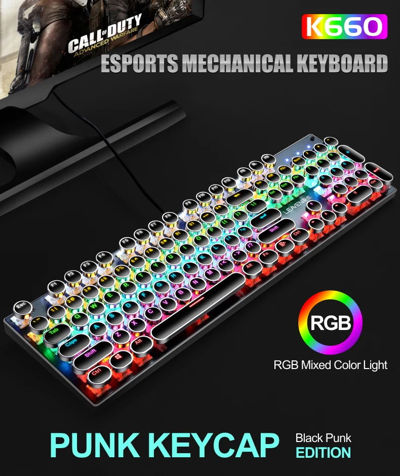 Real Mechanical Keyboard Leaven K660 Rgb Backlit Gaming Mechanical 104 Keys Keyboard - Buy Usb ...