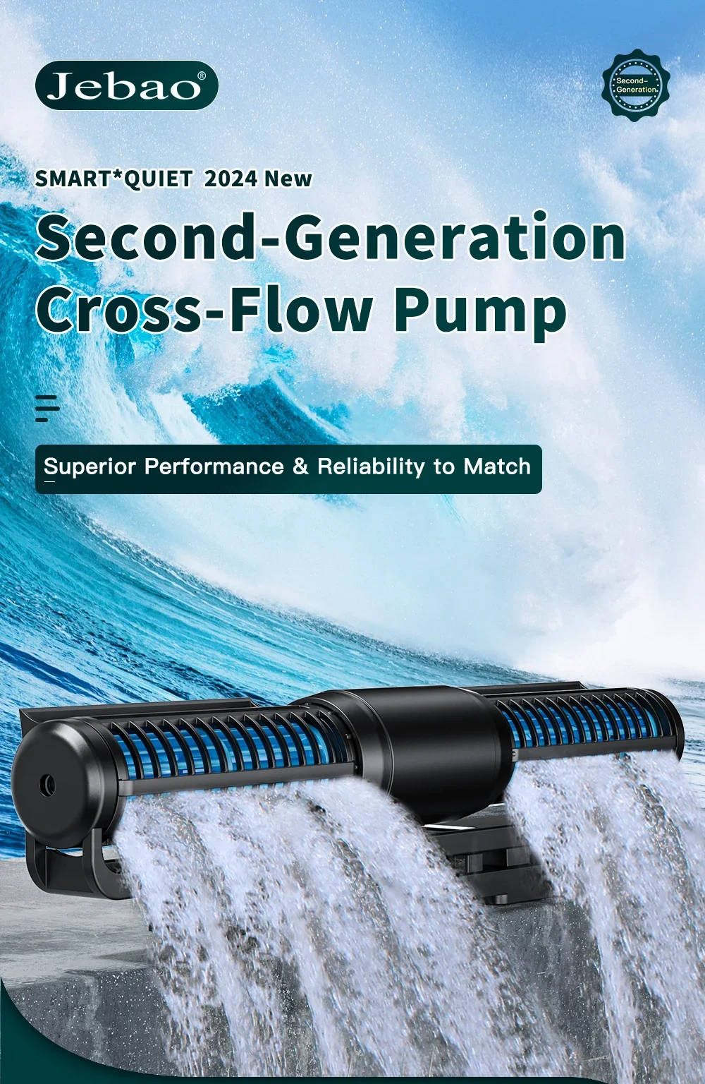 Jebao 2024 New Cross-flow Pump Ecp Fish Tank Accessories Aquarium Water Pump External Lcd ...