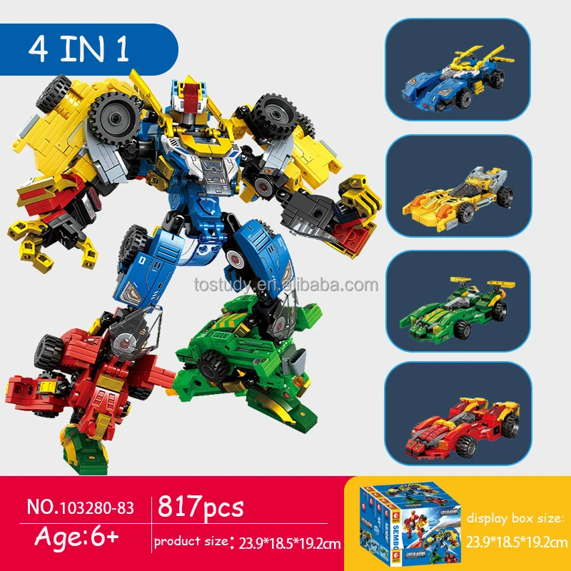 Sembo Building Blocks Steel Mecha Deformation Transforming Robot 4 In 1 Assembly Bricks Toys For ...