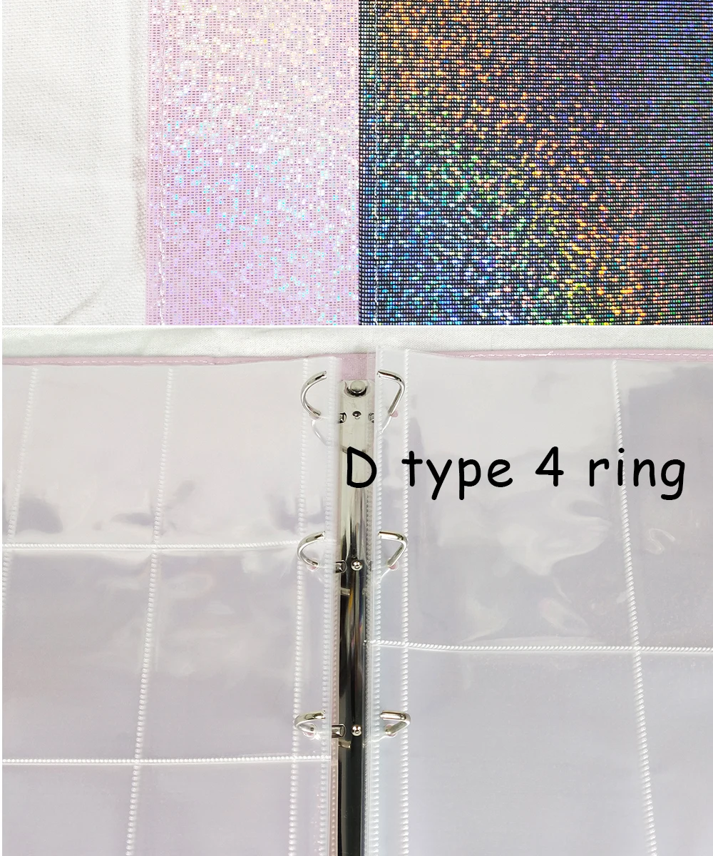 A4 A5 Pu Leather Ring Binder Collect Book Glitter Dazzling Laser Card Book Photo Album Postcard ...