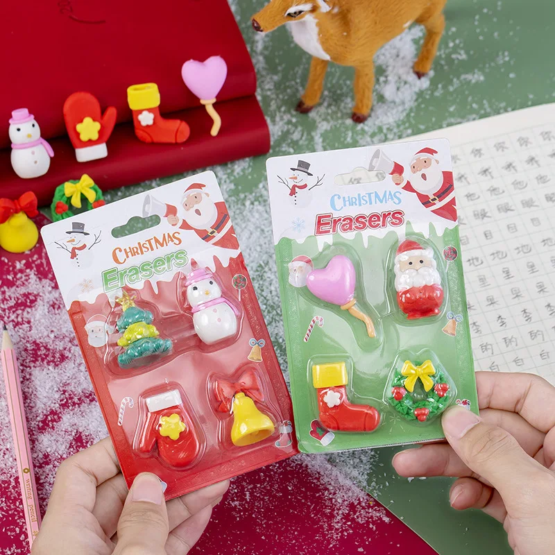 Hot Sell Mini Kawaii Eraser Cartoon Santa Christmas Tree School Office ...