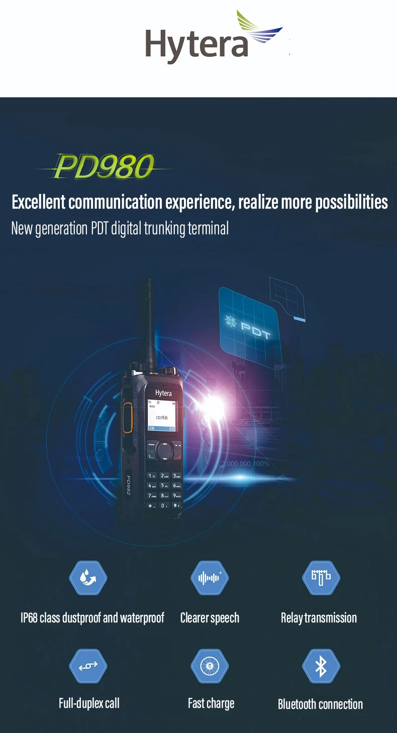 Pd980 Hytera Explosionproof Ip68 Two Way Radio Pdt Professional Digital Dmr Walkie Talkie Long ...