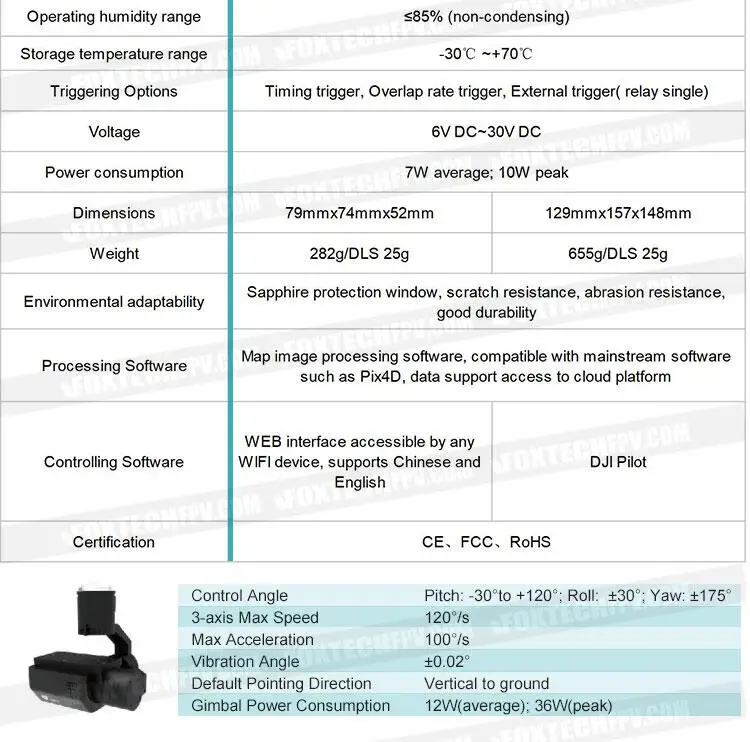 Foxtech Ms600 Series 6 Multispectral Sensor Camera Mapping Drone Survey Uav Vtol Multicopter ...