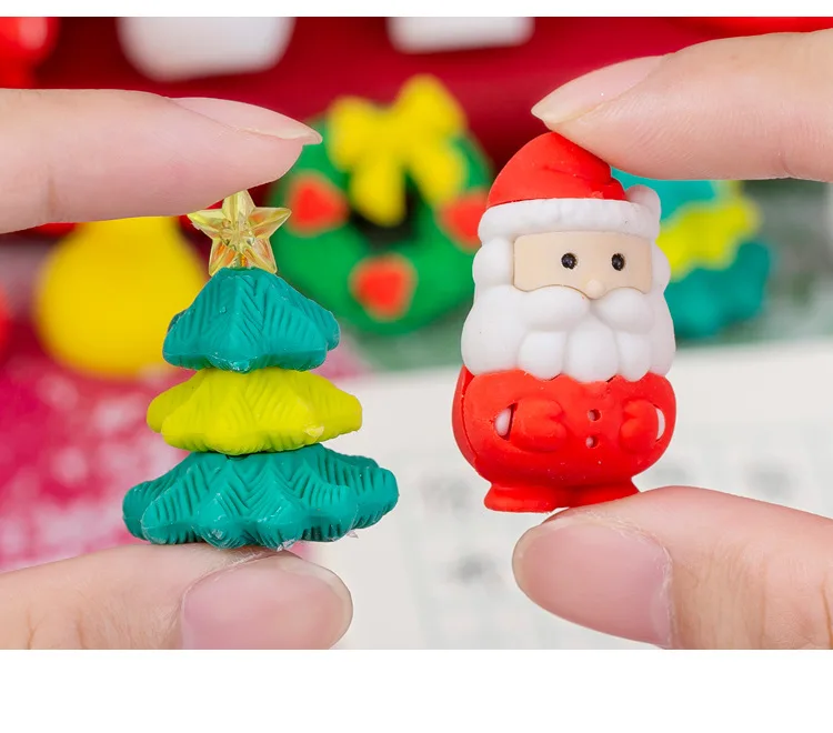 Hot Sell Mini Kawaii Eraser Cartoon Santa Christmas Tree School Office ...