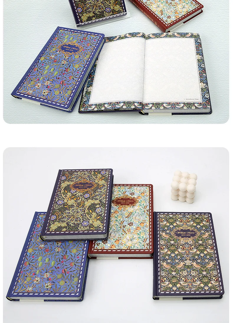 Vintage Exquisite A5 Leather Hardcover Notebook Gold-Stamped Round-Back Eye Protection Color ...