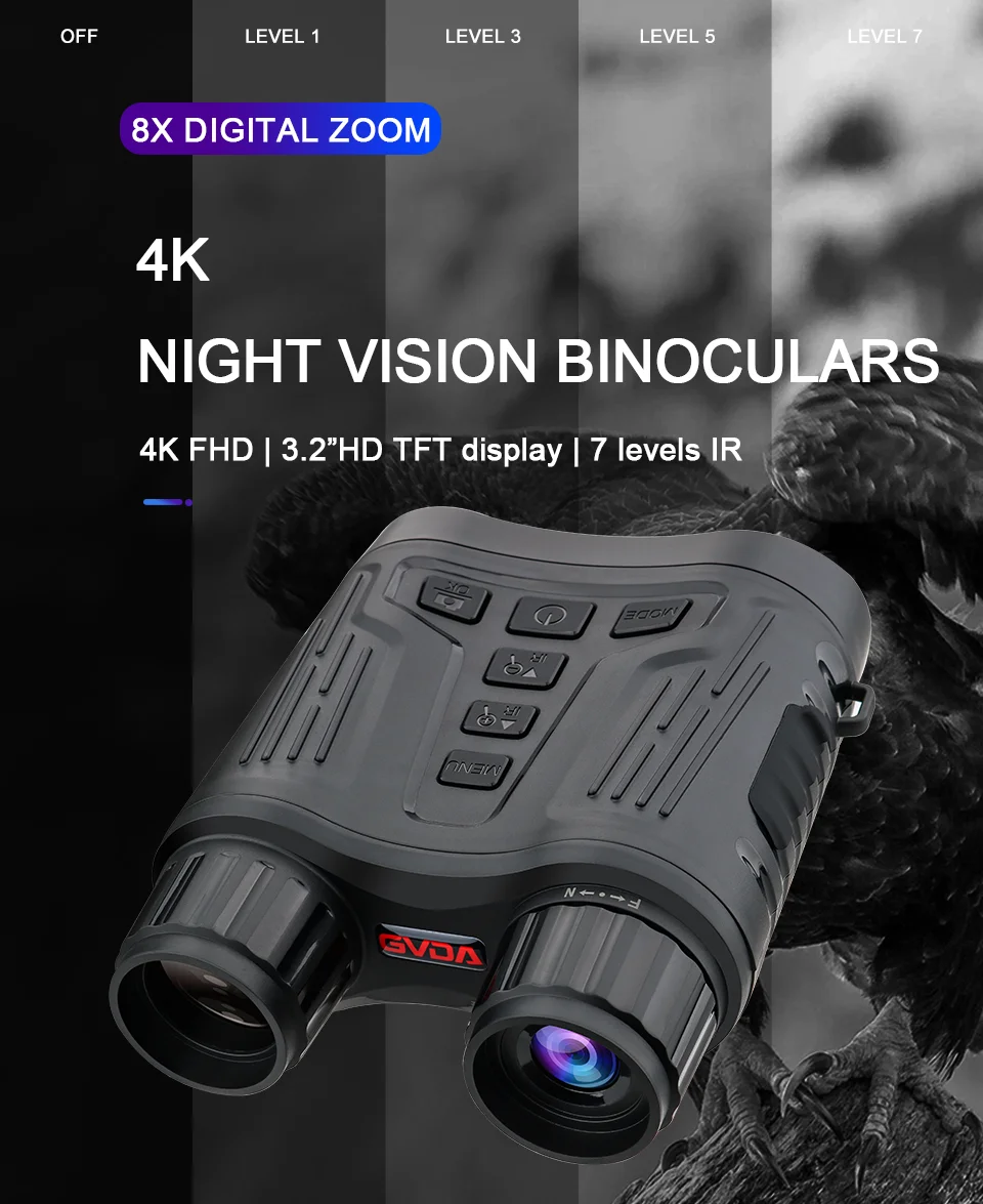 Gvda 4k Night Vision Binocular Camera Device Digital Hunting Telescope 8x Zoom Day Night Dual ...