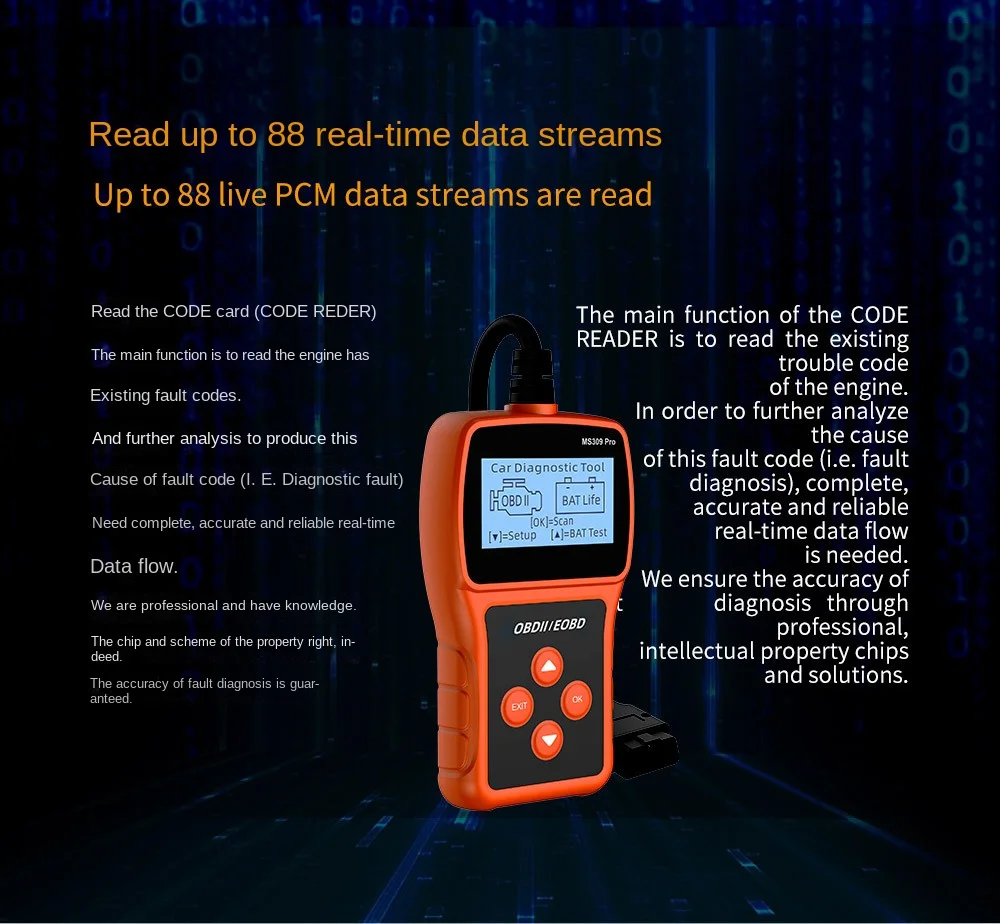 Yuming MS309PRO OBD Engine Analyzer Diagnostic Tool with Battery ...
