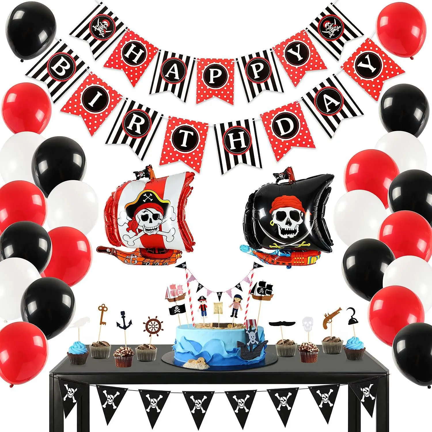 Pirate Party Supplies Decorations Happy Birthday Banner Pirate Cake
