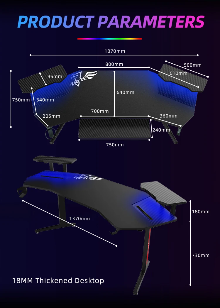 180cm Large Desktop Rgb Gaming Desk Corner E-sports Computer Gaming Table Manufacturer Black Pc ...