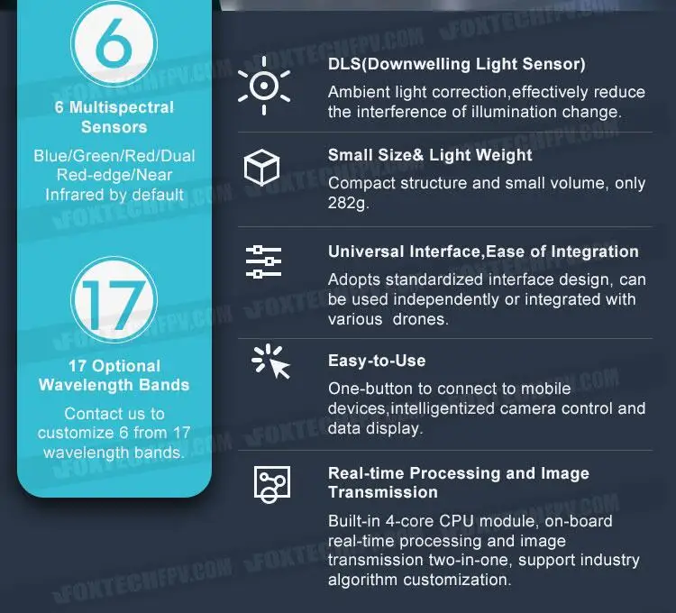 Foxtech Ms600 Series 6 Multispectral Sensor Camera Mapping Drone Survey ...