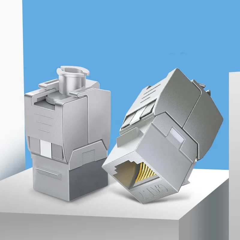 Telecom Parts Rj45 Cat6 Cat6a Cat7 Zinc Alloy Keystone Jack 180 Degree Toolless Stp Module Ftp ...
