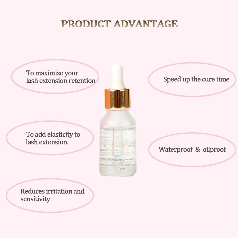 Custom Label 15ml Super Bonder Grafted Eyelash Glue Strengthen Agent